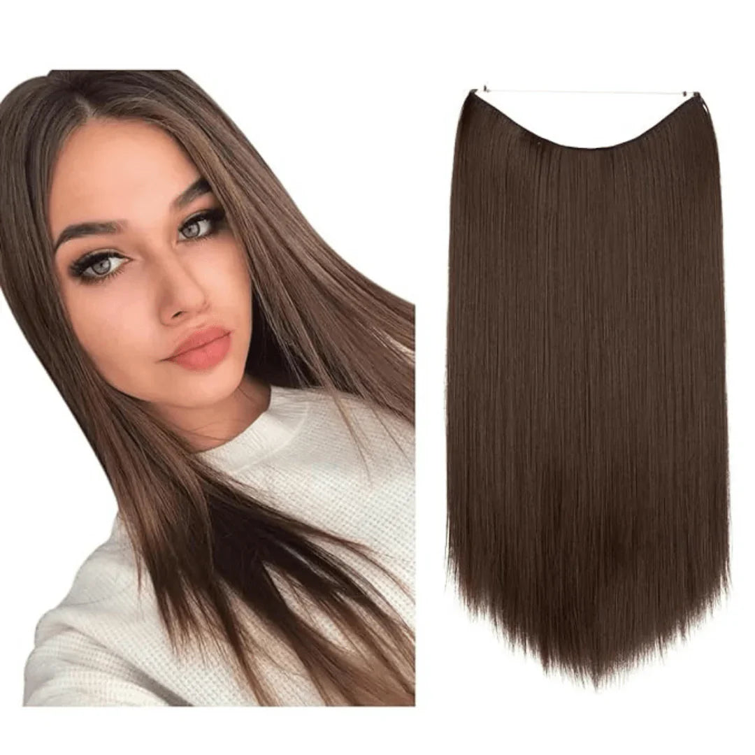 Medium Brown 22 Inch Straight Halo Hair Extension | Thathair